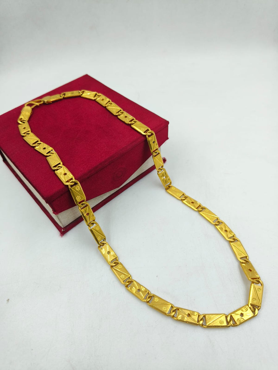 1 GRAM GOLD NAWABI BISCUITS CHAIN FOR MEN DESIGN A-410 – Radhe Imitation