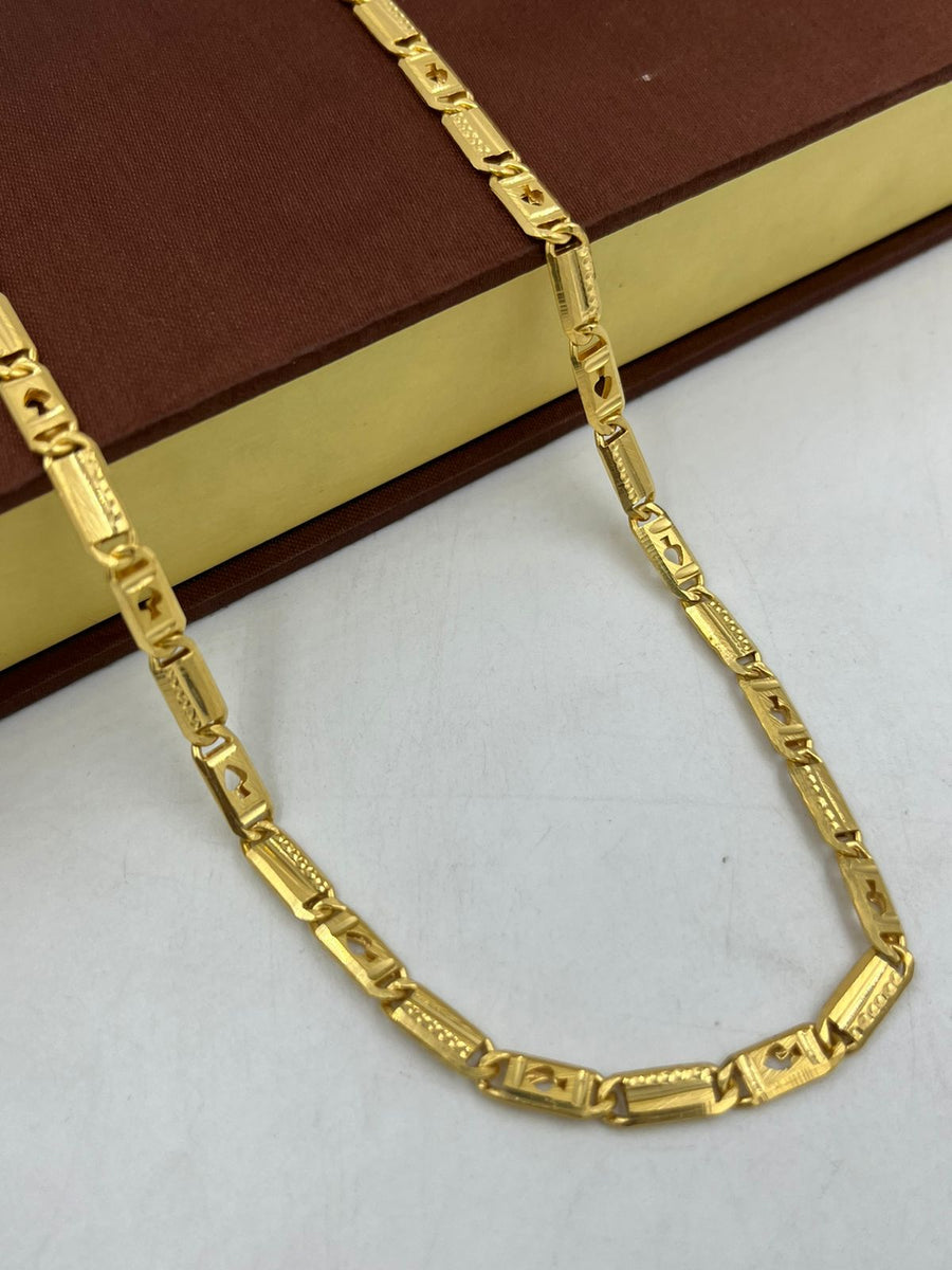 1 GRAM GOLD NAWABI BISCUITS CHAIN FOR MEN DESIGN A-480 – Radhe Imitation