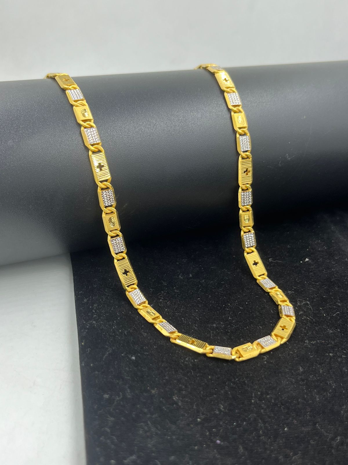1 GRAM GOLD NAWABI BISCUITS CHAIN FOR MEN DESIGN A-489 – Radhe Imitation