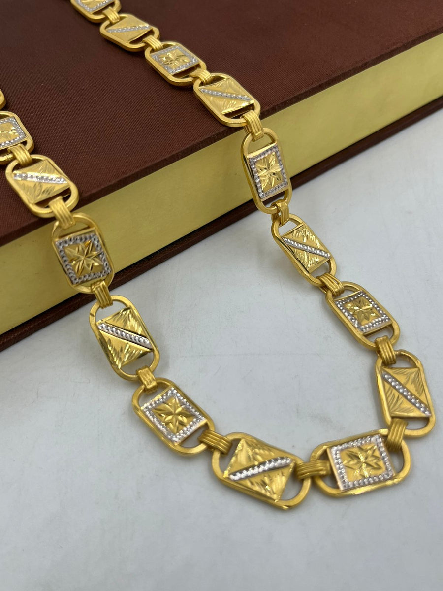 1 GRAM GOLD NAWABI BISCUITS CHAIN FOR MEN DESIGN A-496 – Radhe Imitation