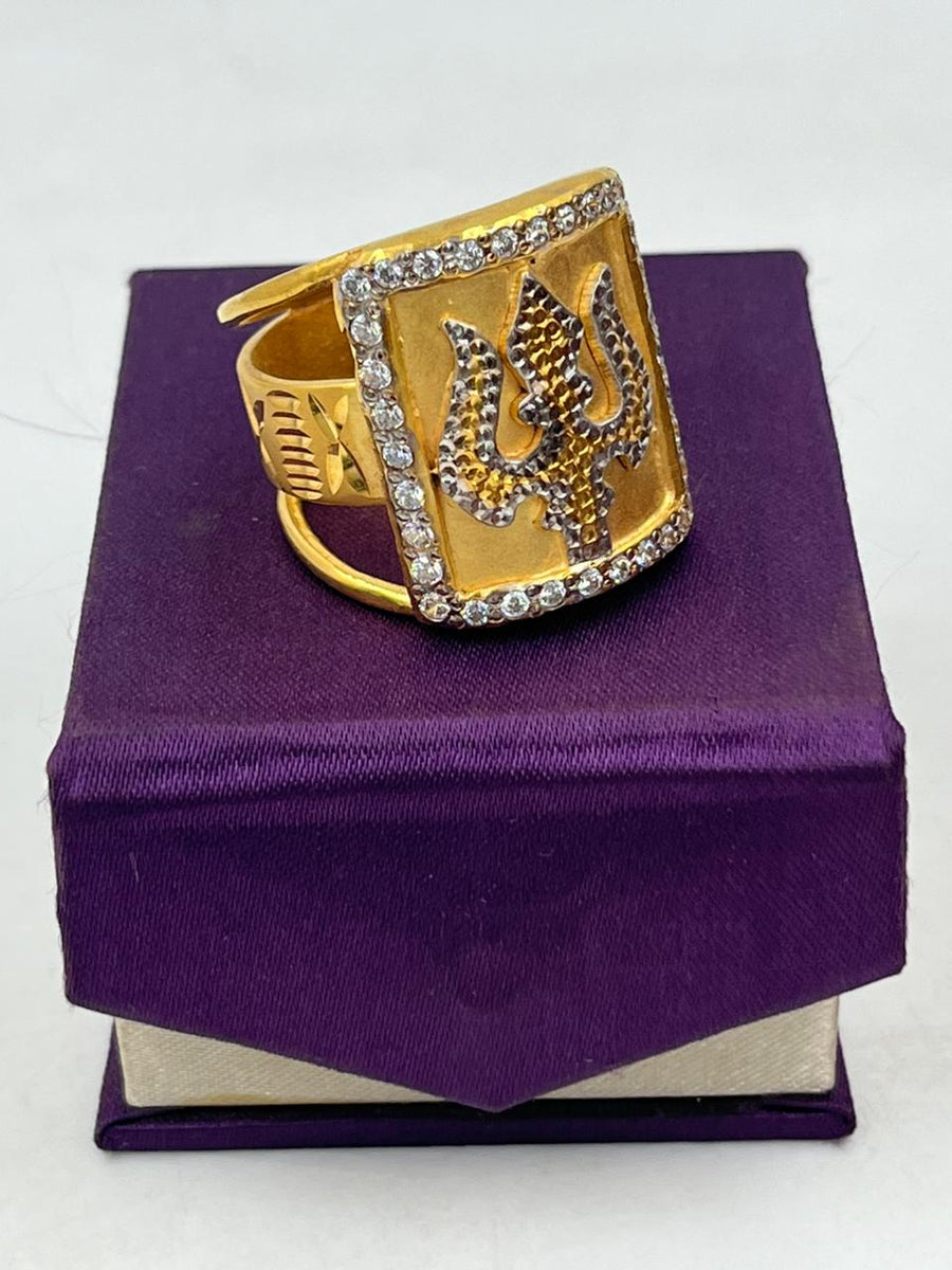 1 GRAM GOLD TRISHUL RING FOR MEN DESIGN A-661 – Radhe Imitation