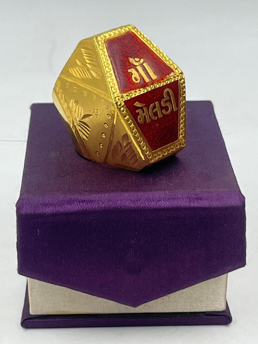 1 GRAM GOLD PLATED MAA MELDI RING FOR MEN DESIGN A-668 – Radhe Imitation