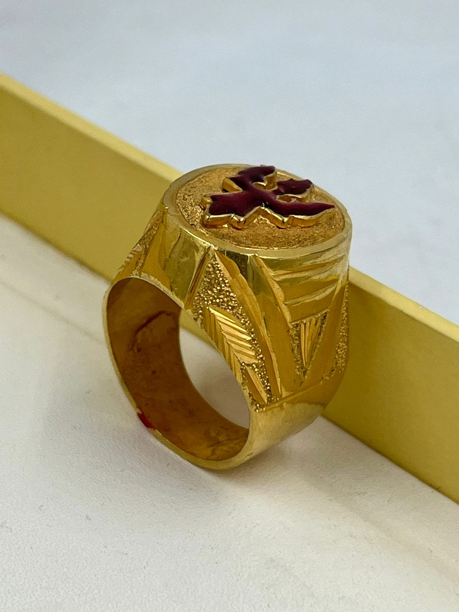 1 GRAM GOLD TRISHUL RING FOR MEN DESIGN A-705 – Radhe Imitation