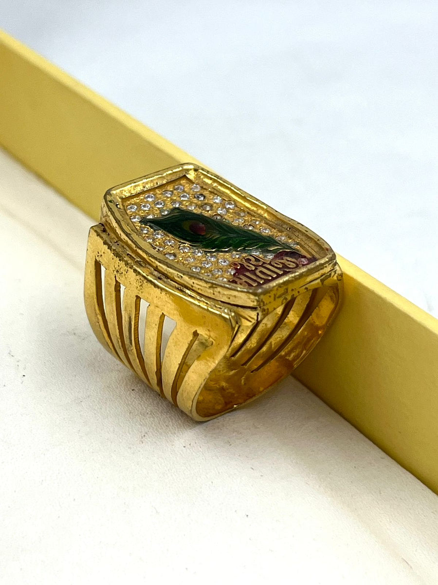 1 GRAM GOLD JAY MATAJI WITH MORPINCH RING FOR MEN DESIGN A-735 – Radhe ...