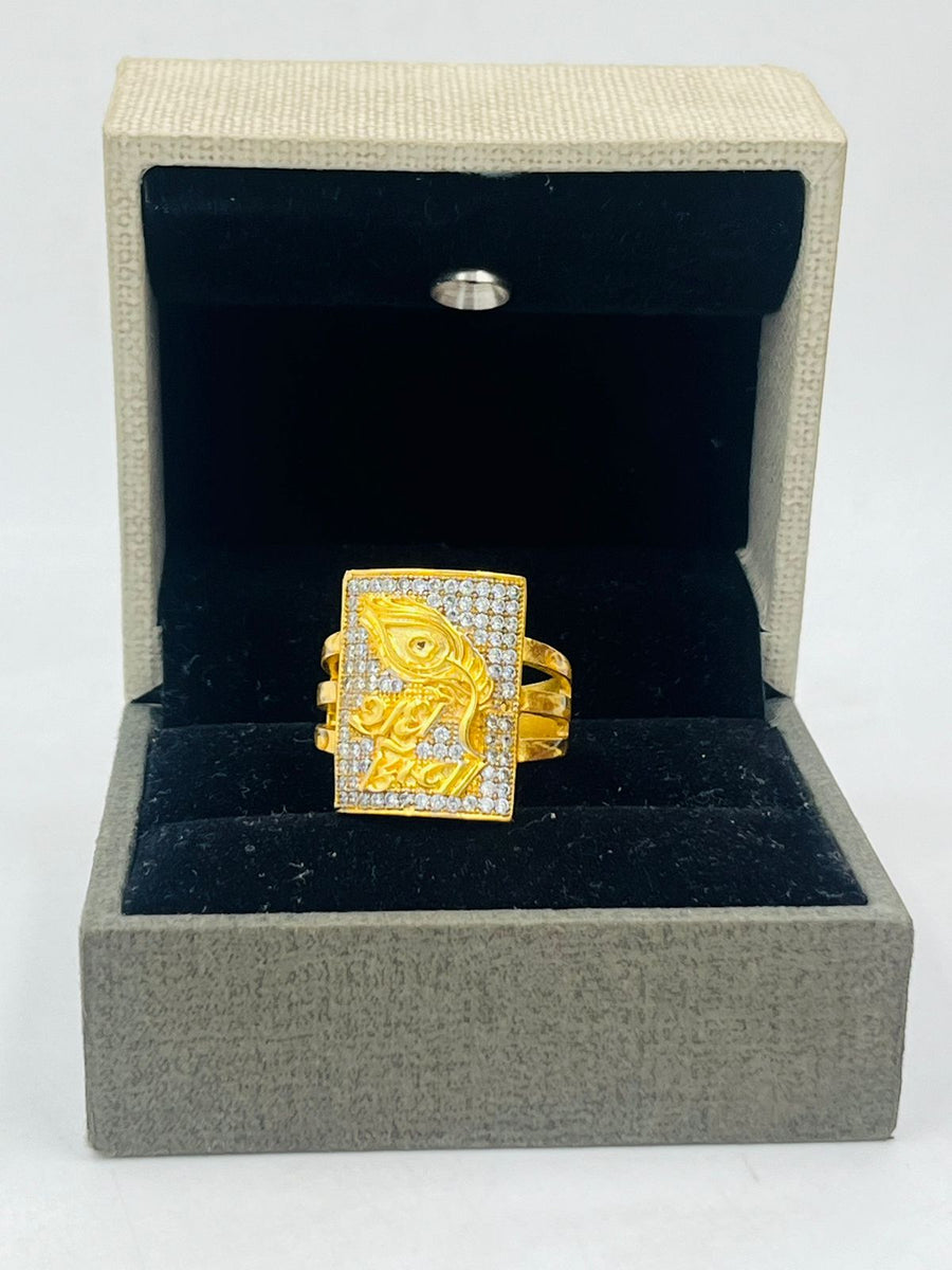 1 GRAM GOLD RADHE KRISHNA WITH MORPINCH RING FOR MEN DESIGN A-767 ...