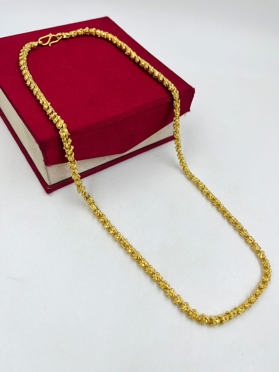 1 GRAM GOLD FORMING GOP RAJWADI CHAIN FOR MEN DESIGN A-620 – Radhe ...