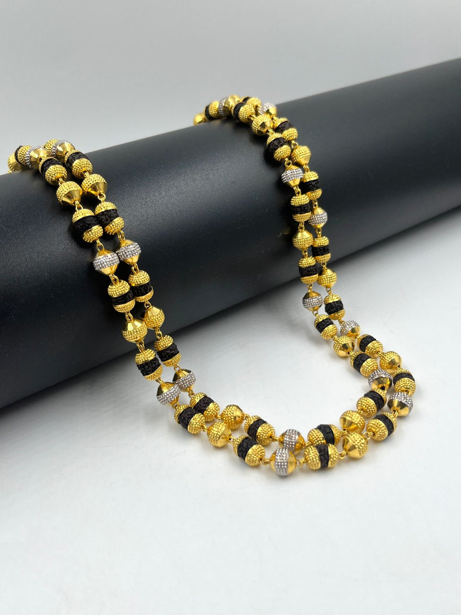 1 GRAM GOLD 2 LINE RUDRAKSHA WITH GOLDEN PARA MALA DESIGN A-94 – Radhe ...