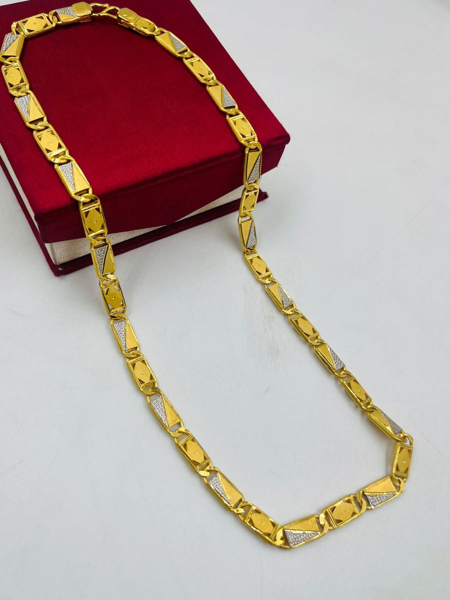 1 GRAM GOLD NAWABI BISCUITS CHAIN FOR MEN DESIGN A-687 – Radhe Imitation