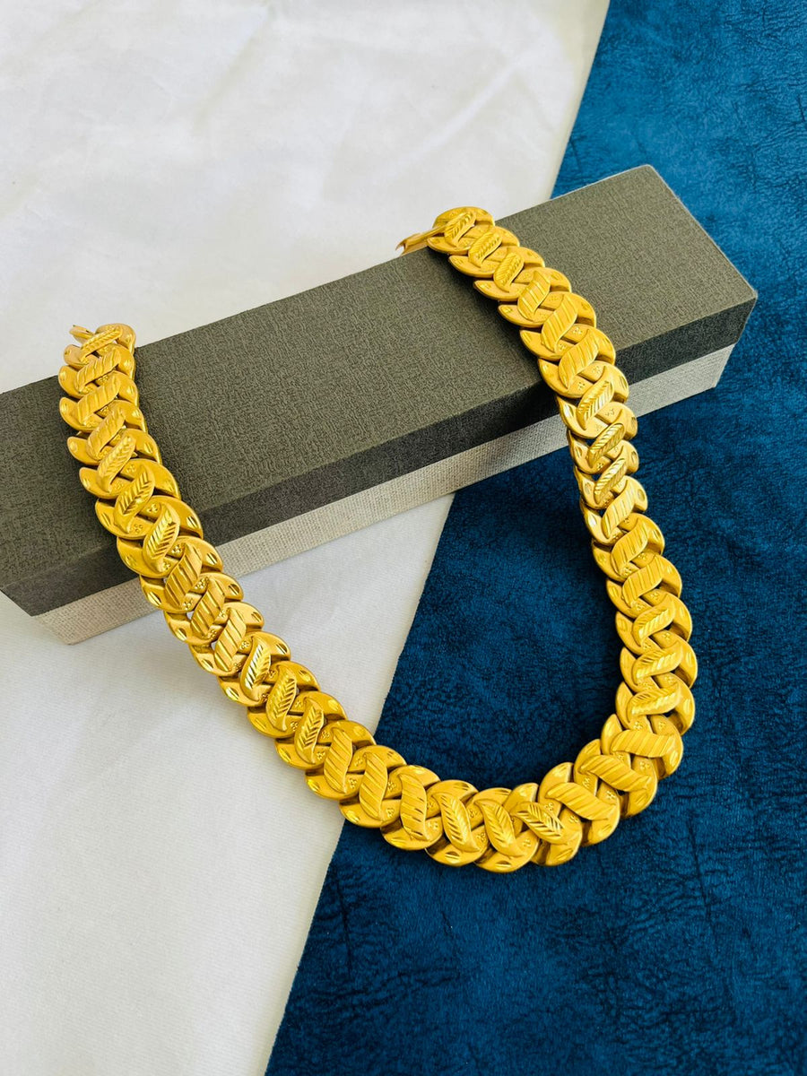 1 GRAM GOLD FORMING BIG KOYLI POKAL CHAIN FOR MEN DESIGN A-80 – Radhe ...