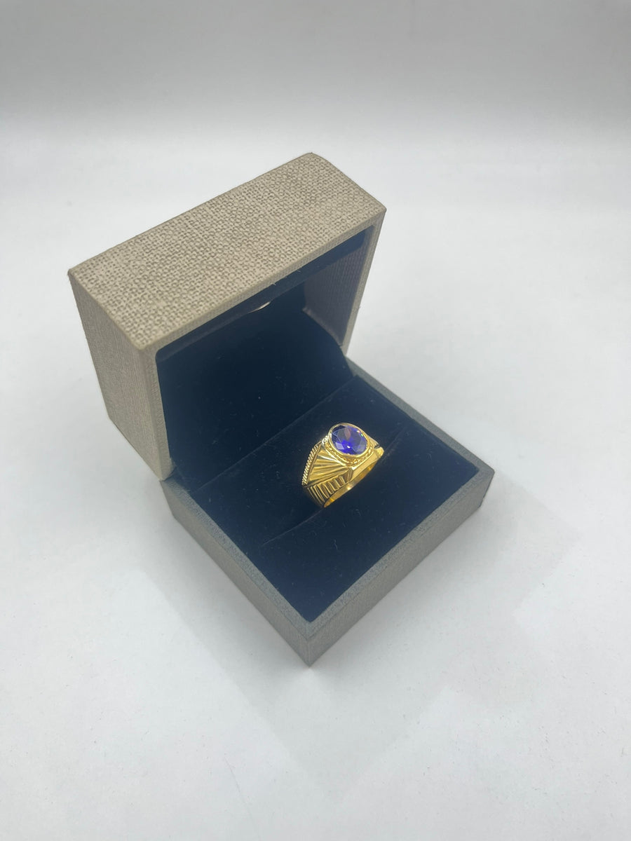1 GRAM GOLD FORMING BLUE(NILAM) DIAMOND RING FOR MEN DESIGN A-23 ...