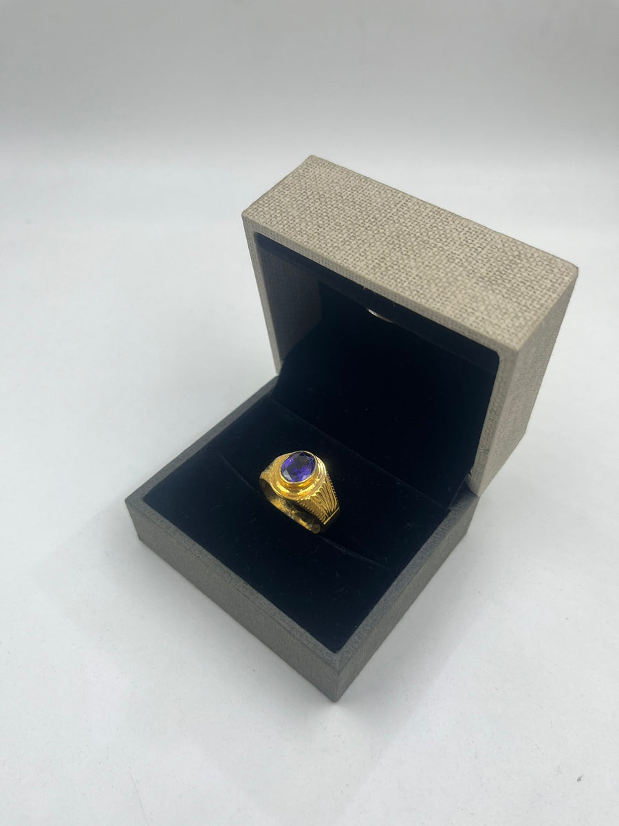 1 GRAM GOLD FORMING BLUE(NILAM) DIAMOND RING FOR MEN DESIGN A-24 ...