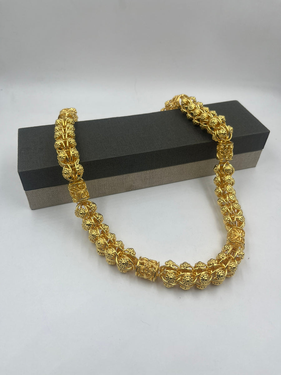 1 GRAM GOLD FORMING FLOWER GOP CHAIN FOR MEN DESIGN A-128 – Radhe Imitation