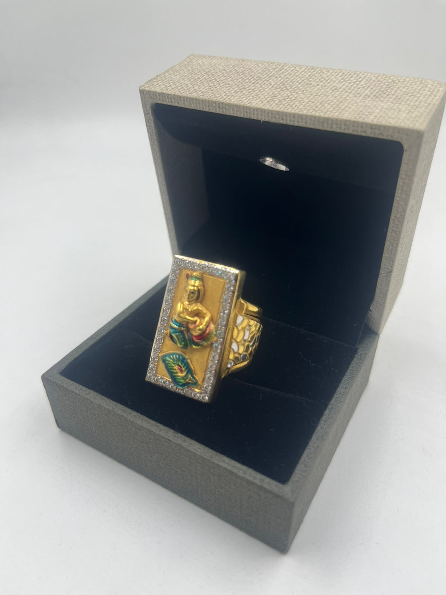 1 GRAM GOLD FORMING KRISHNA AND MOR PINCH RING FOR MEN DESIGN A-83 ...